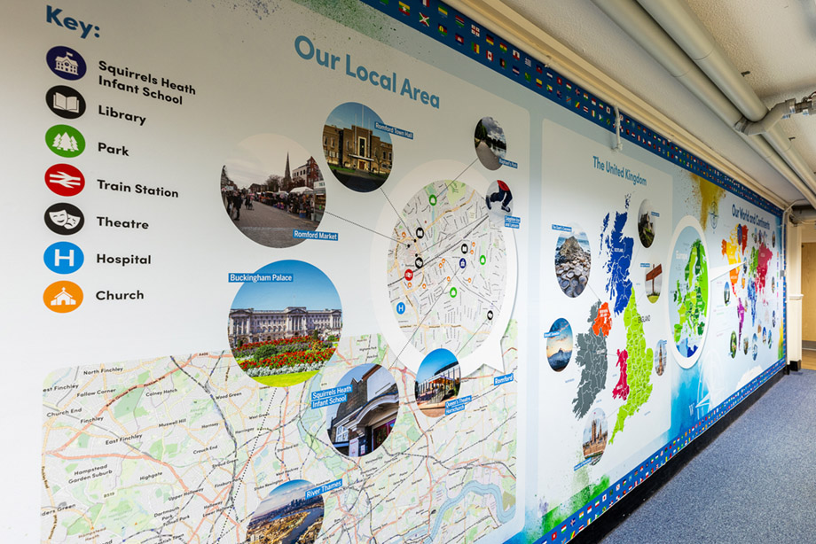 Squirrels Heath Infant School Map Wall Art - Promote Your School